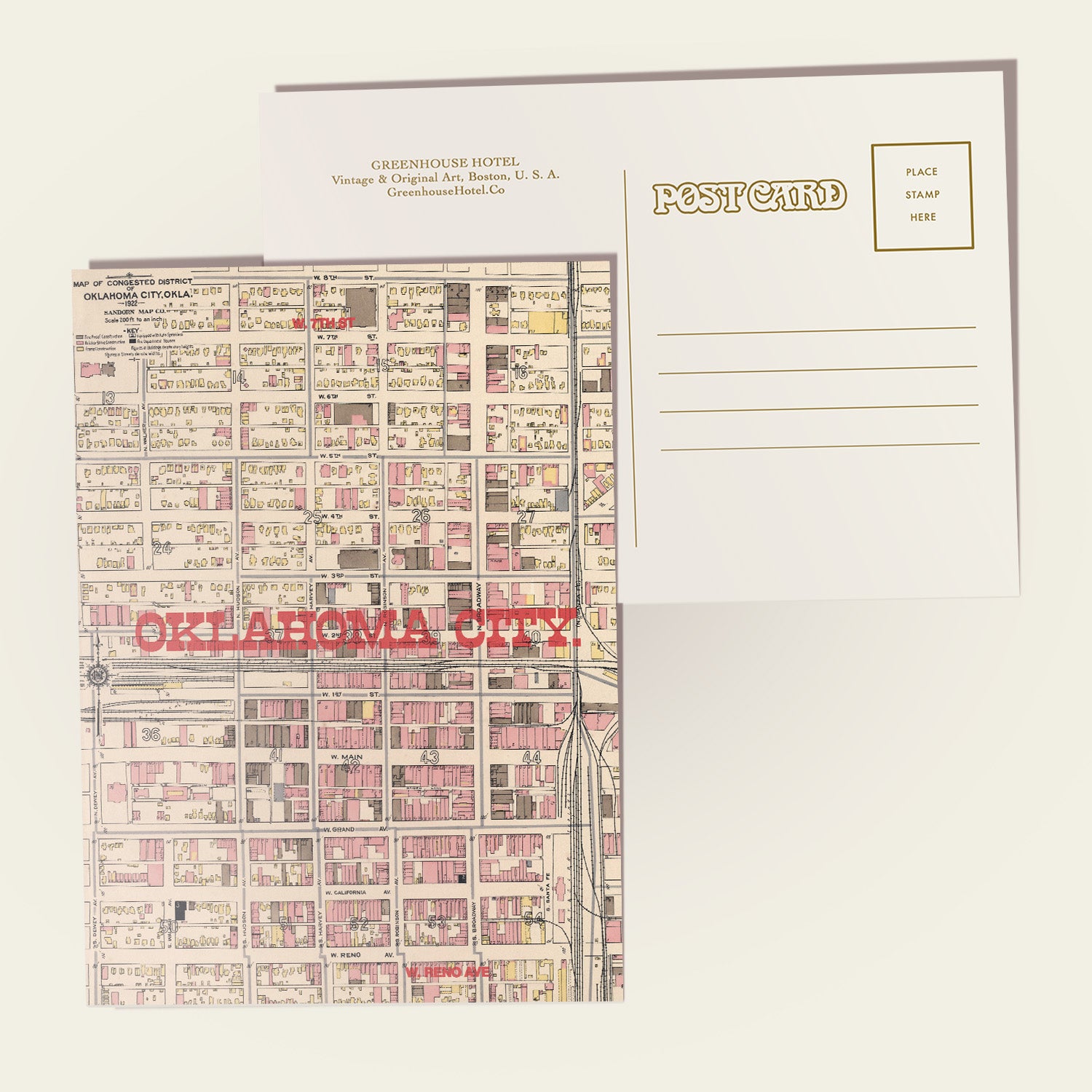 Oklahoma City Map Postcard – Greenhouse Hotel