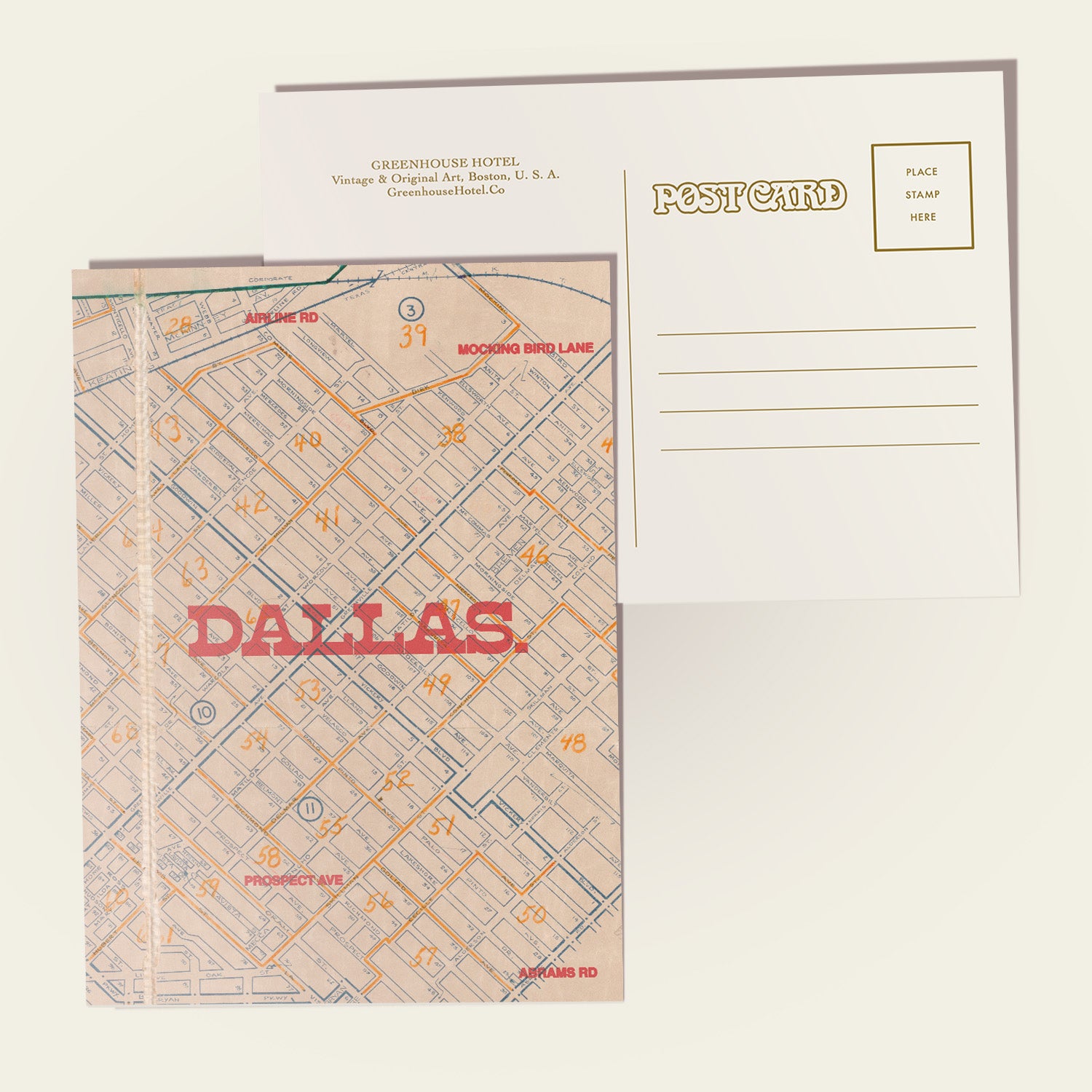 Dallas Map Postcard – Greenhouse Hotel